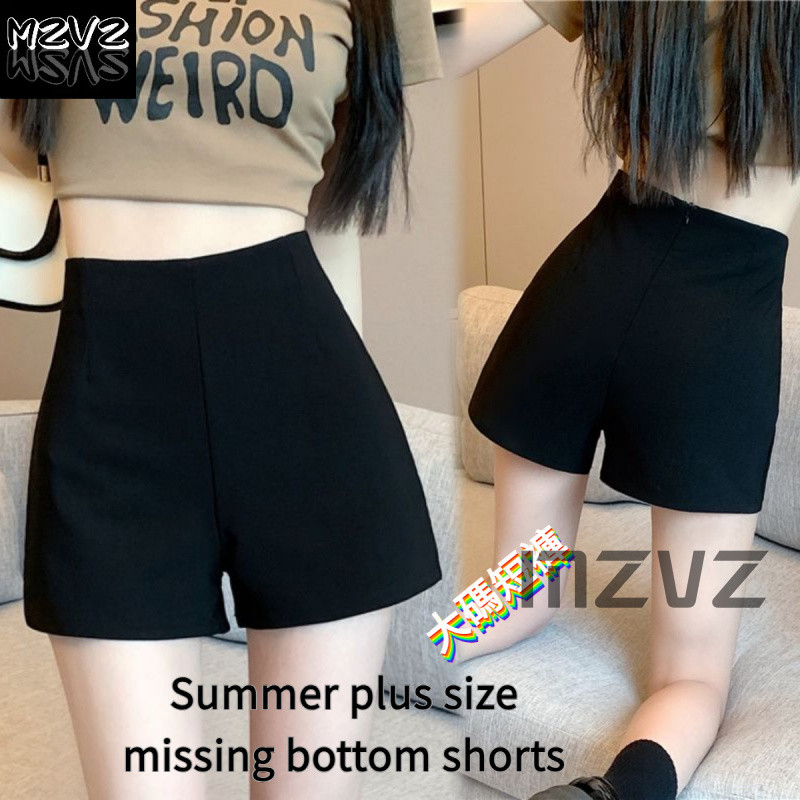 MZVZ XS-5XL 大碼短褲 Summer large size fat mm shorts women's high waist wear A line wide foot pants ...