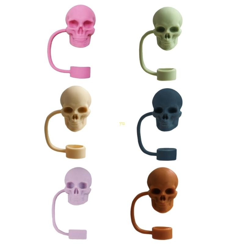 yu 4pccs Cartoon Skull Straw Tip Lid Straw Cover Caps Stoppers ...