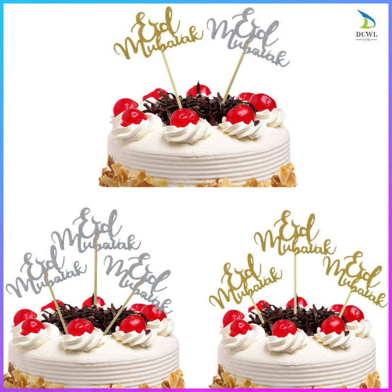 5pcs Eid Mubarak Cupcake Pick Paper Muslim Eid Mubarak Cake Stick Pick ...