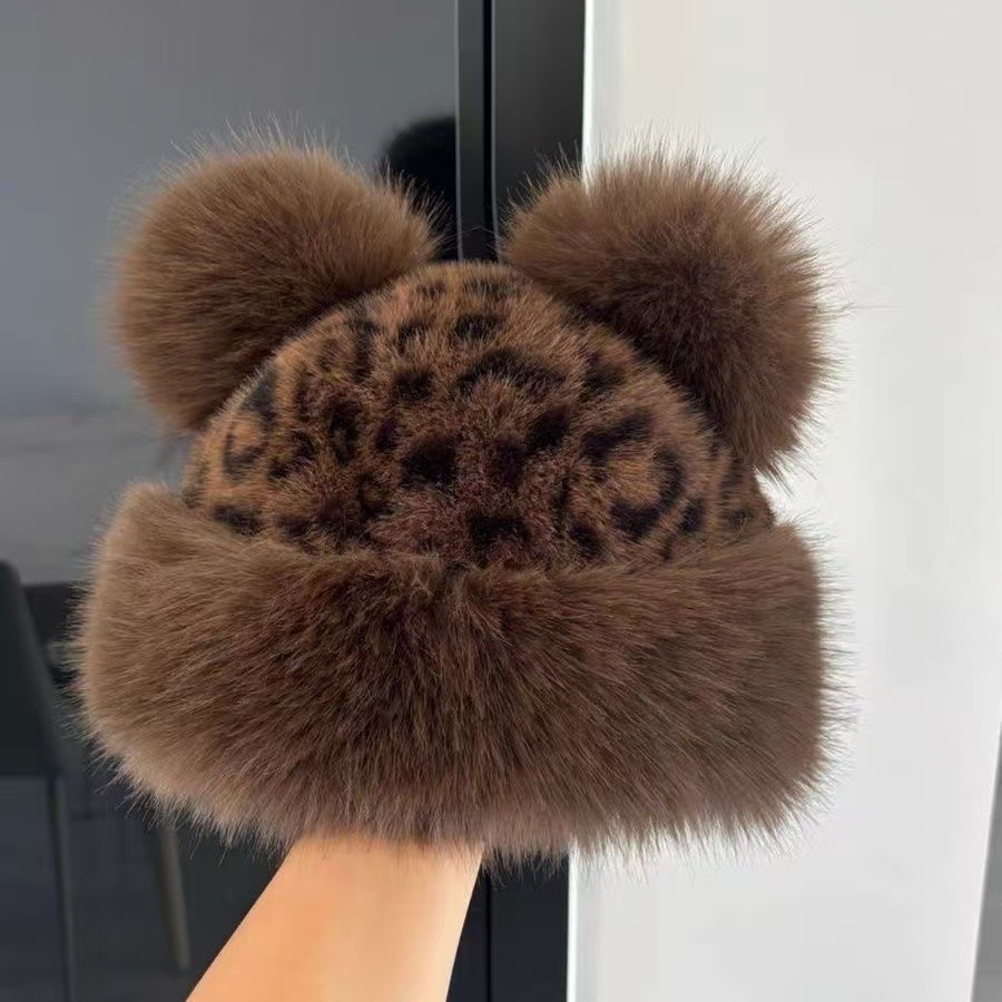 Baotou Hat W Winter Retro Thickened Warm Ear Protection Leopard Print ...