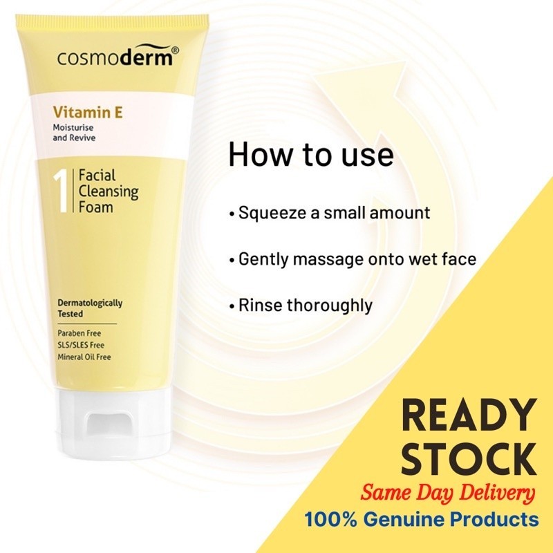 Cosmoderm Vitamin E Facial Foam Cleanser Pencuci Muka untuk Kulit ...