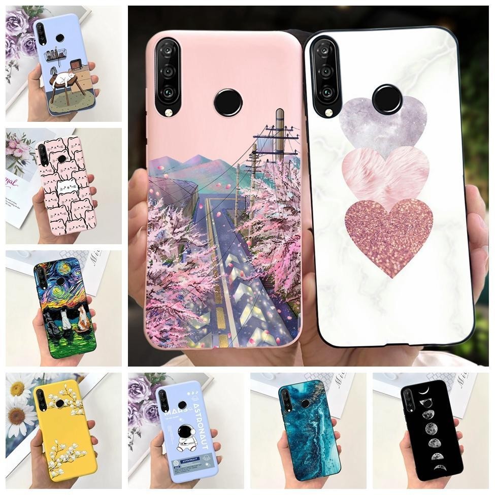 Huawei nova 4e Case Aesthetic Cute Cat Flowers Painted Soft Silicone ...