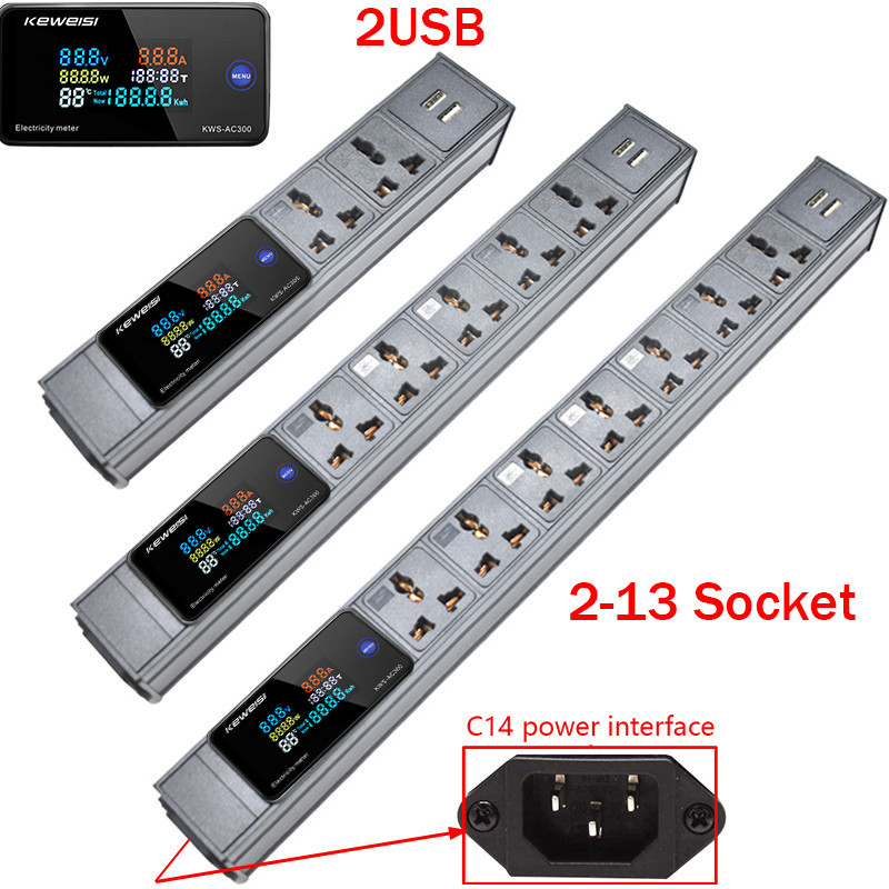 C14 Input Power Distribution Unit Pdu Power Strip 2usb 5v 2a 13 Positions Without Switch