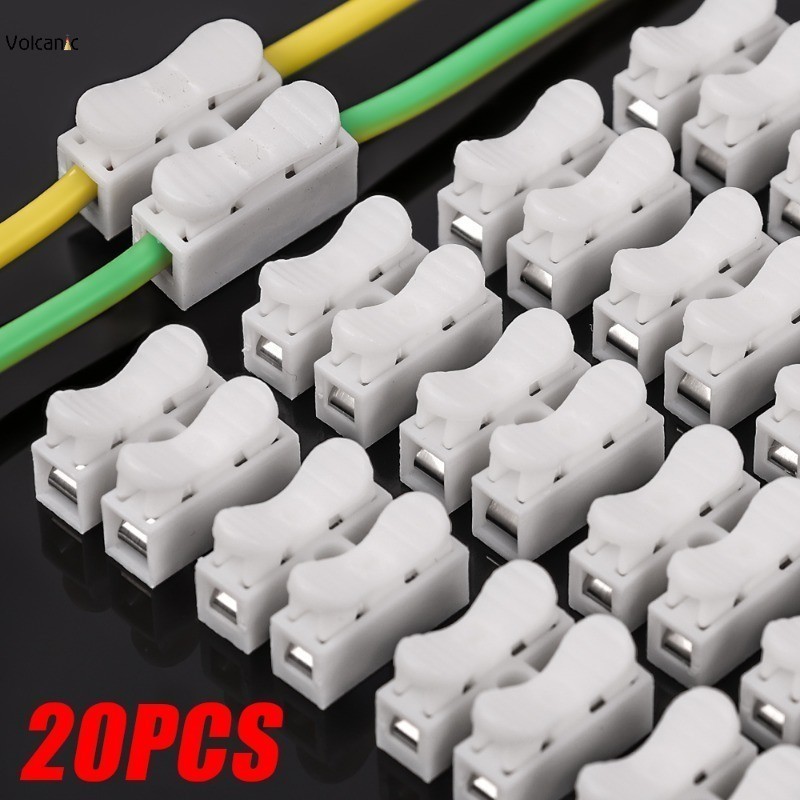20pcs Ch2 Spring Connector Quick Wire Cable Lock Wire Terminal Light