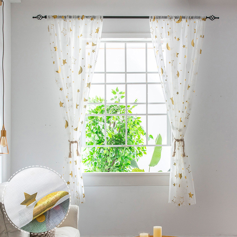 Hari Raya Curtain Eid Mubarak Window Moon Star Moon Pattern Curtain ...