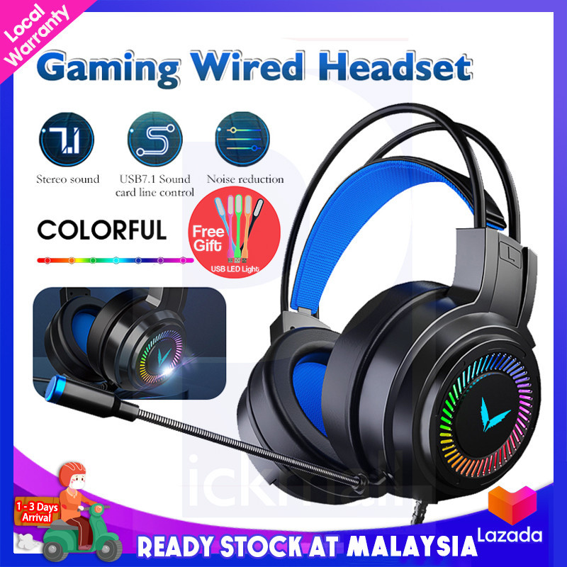 Gaming Headset Gamer Headphones Surround Sound Stereo Wired Earphones ...