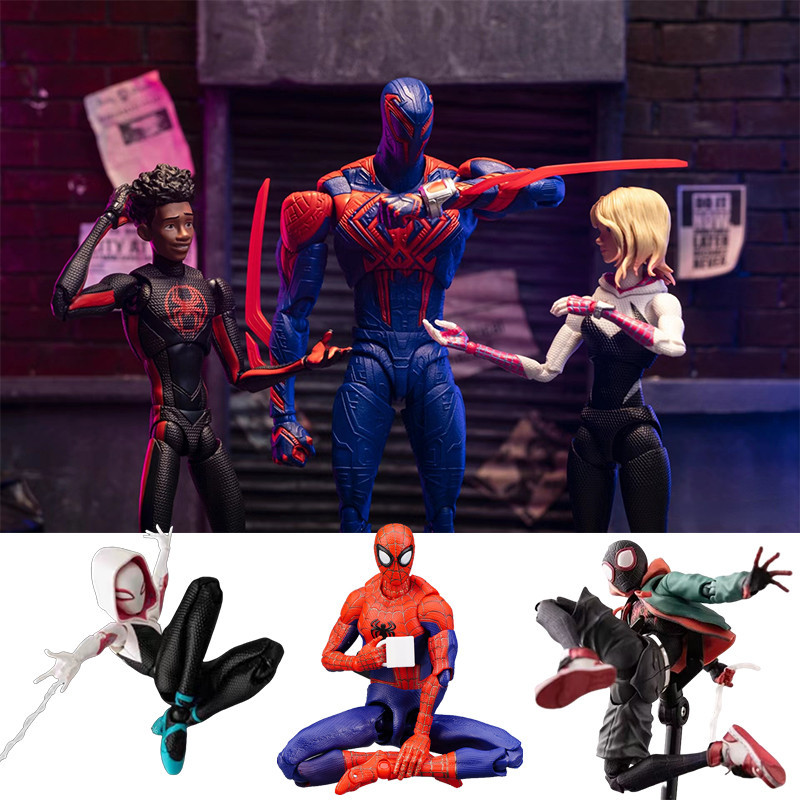 Spider Man 2099 Doll SHF Miles Morales Miguel O'Hara Gwen Stacy Peter ...