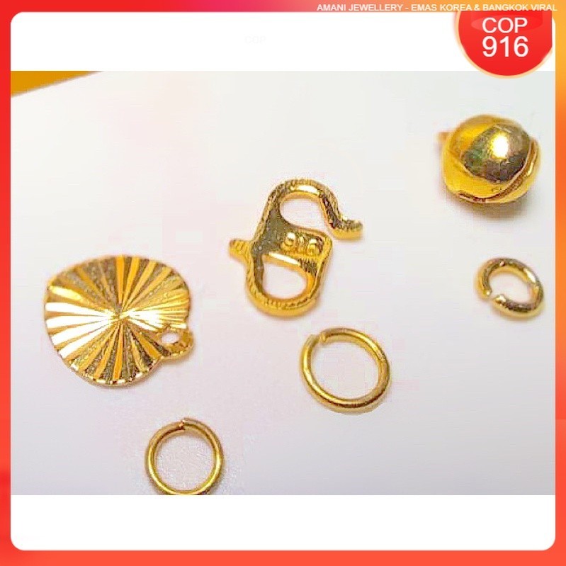 SET Cangkuk S , DAUN & LOCENG COP 916 S HOOK BELL Emas Korea ...