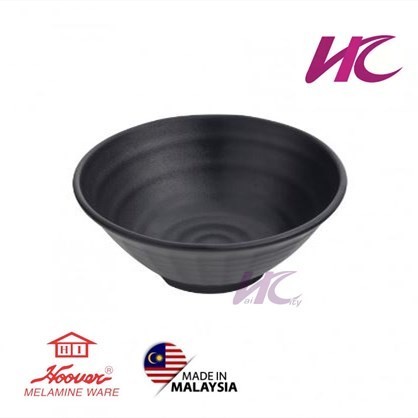 (HC) Melamine Matt Black Japanese Deep Shallow Round Bowl Ramen Noodle ...