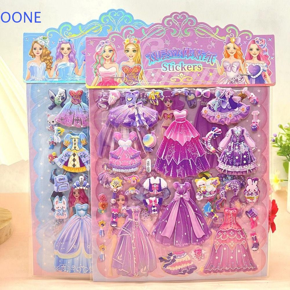 OONE 2 Sheets/Bag Princess Dress Up Sticker, Kawaii Decorative Foam ...