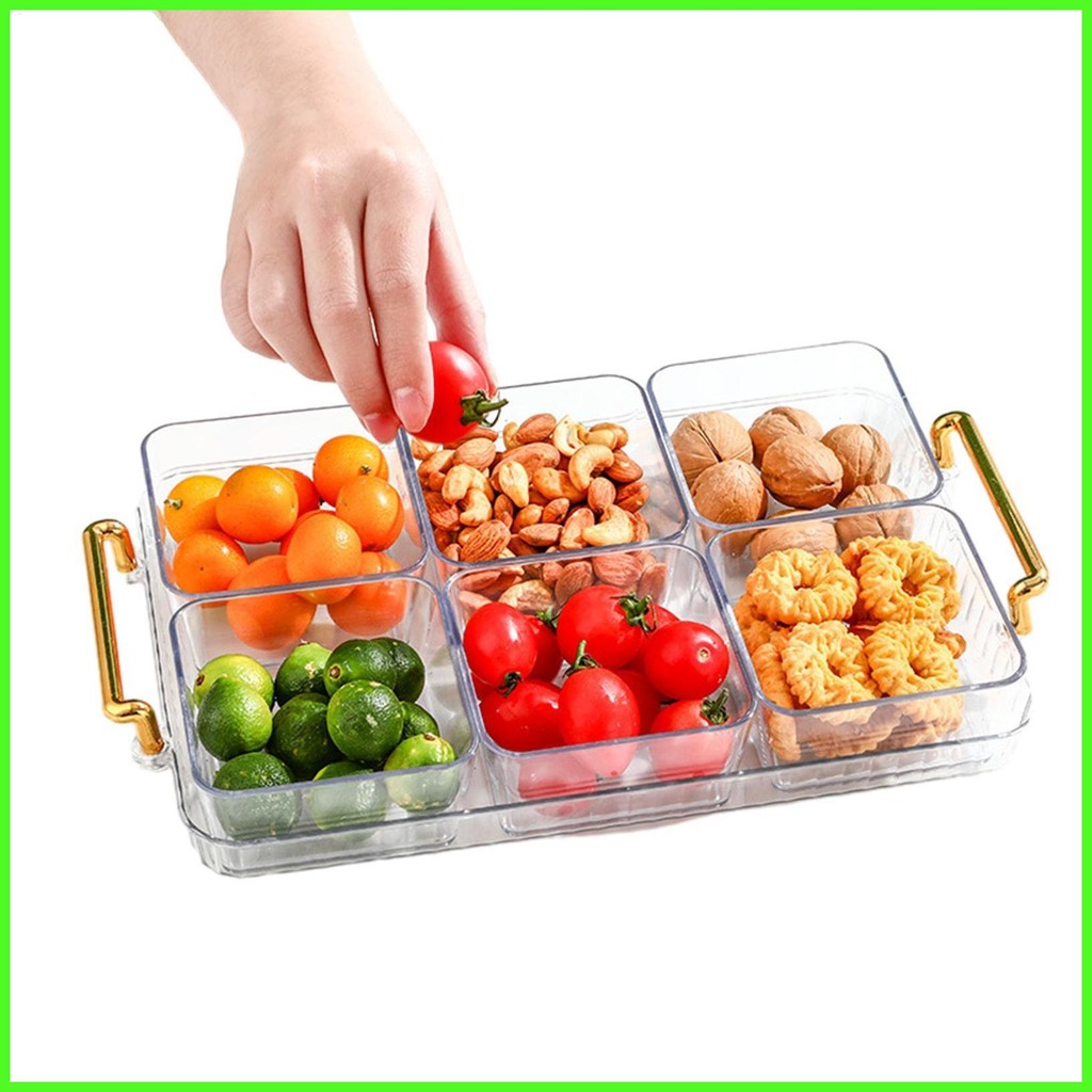 Serving Tray with Compartments Transparent Dessert Plate with Multiple ...