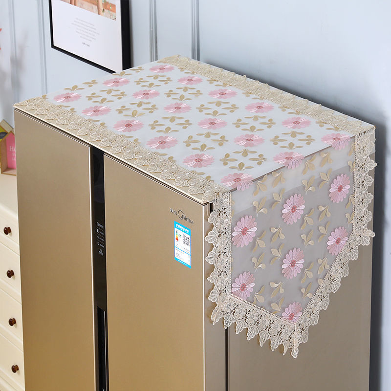 Refrigerator Cover Cloth Single Door Double Door Refrigerator Curtain Pair Two Three Doors Lace ...