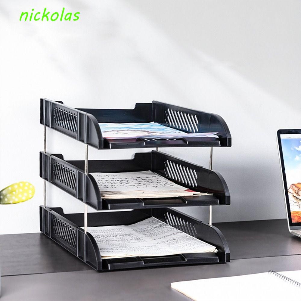 NICKOLAS Three-layer File Rack, Storage Rack File Organizer A4 File ...