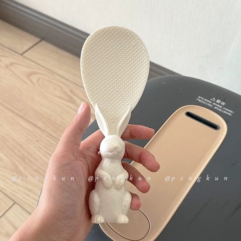 Korean Korean ins Style Cute Rabbit Rice Spoon Non-Stick Rice Spatula Standable Household Eating ...