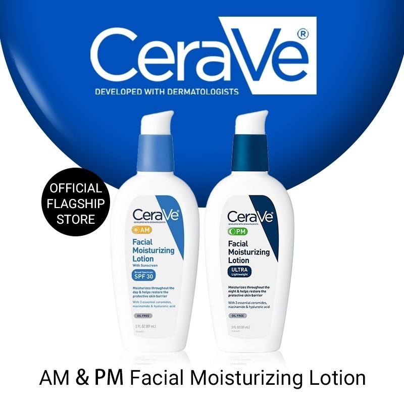 CeraVe AM/PM Facial Moisturizing Lotion Day And Night Whitening Sunblock Face Body Moisturizer ...