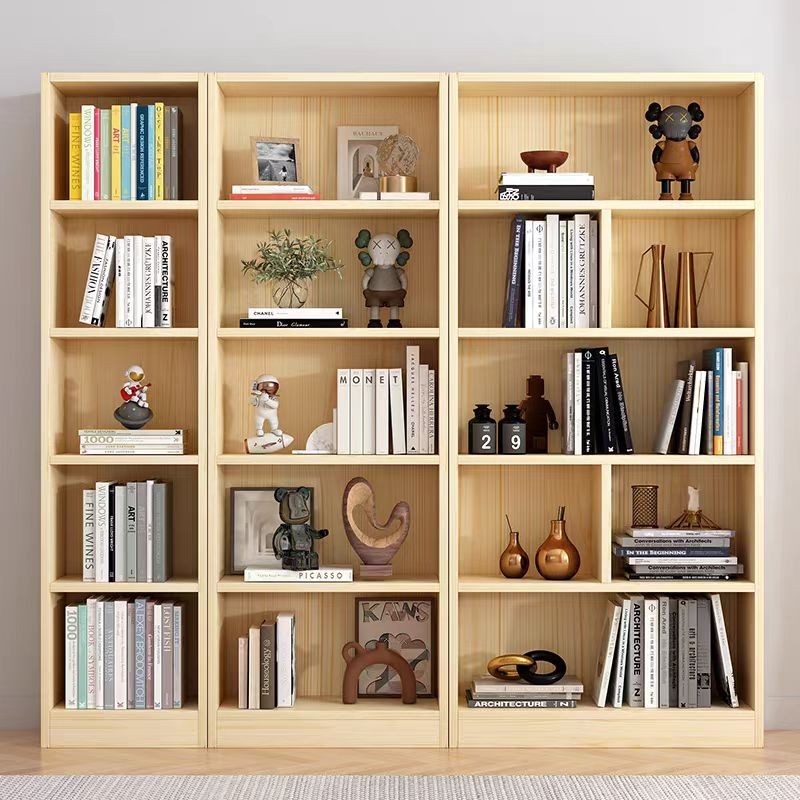 Rak Penyimpanan Rak Buku Kayu Pepejal Kabinet Lantai Mudah Kabinet Grid ...