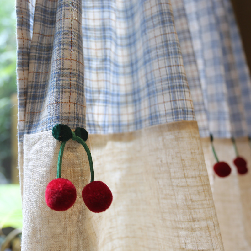 Perbandaran Iris Grid Garis Biru Langit Merah Ceri Separuh Langsir ...