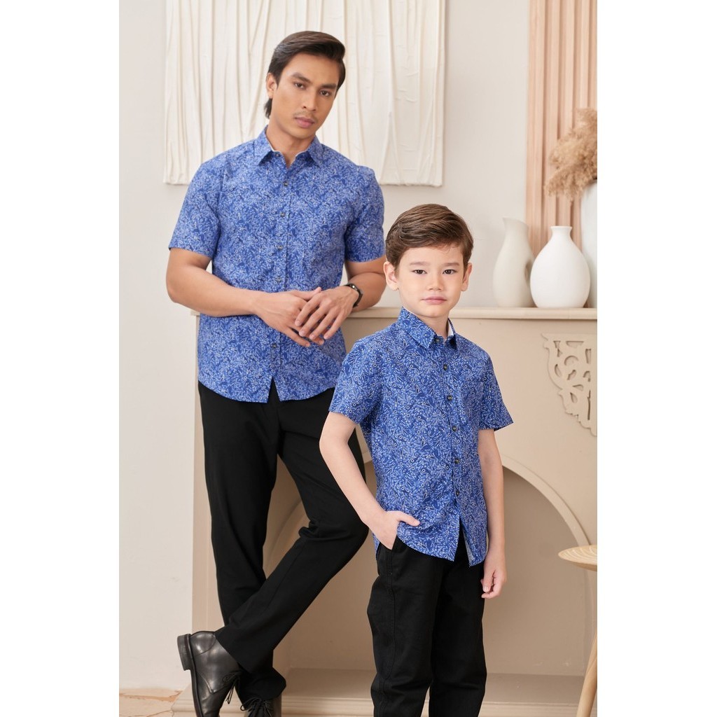 Dad & Son Matching Design Shirt - Blue | Shopee Malaysia