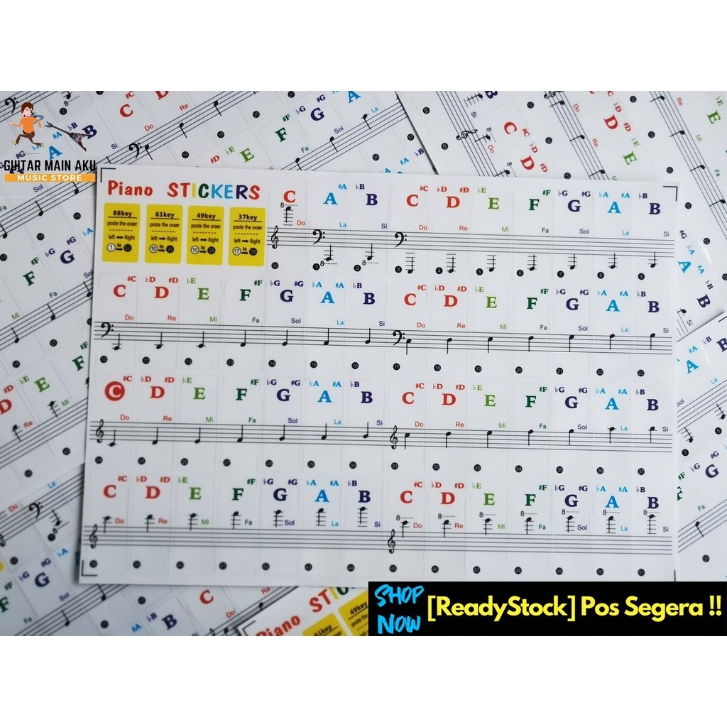 🎼Pos Segera🎸 Colorful Keyboard Piano Sticker | Shopee Malaysia