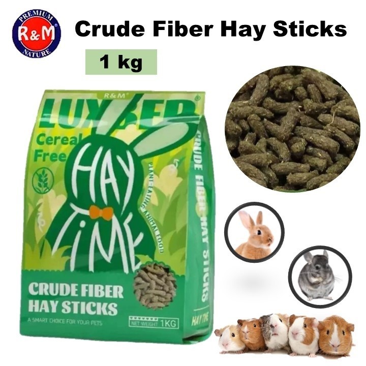 R&M Luxber Crude Fiber Hay Sticks Cerel Free (1 kg) / Rabbit, Guinea ...