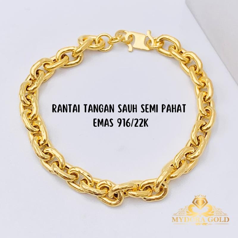 MYDORA Rantai Tangan Sauh Semi Pahat | 916/22k | Shopee Malaysia