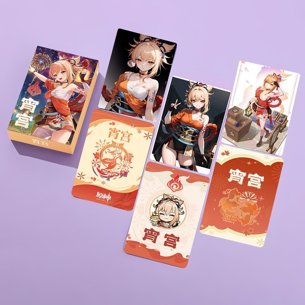 55pcs Genshin Character Yoimiya Alhaitham Tartaglia Hologram Laser Lomo ...