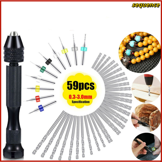 Se 59 Pieces Hand Drill Bits Set Pin Vise Hand Drill 48 Pieces Twist ...