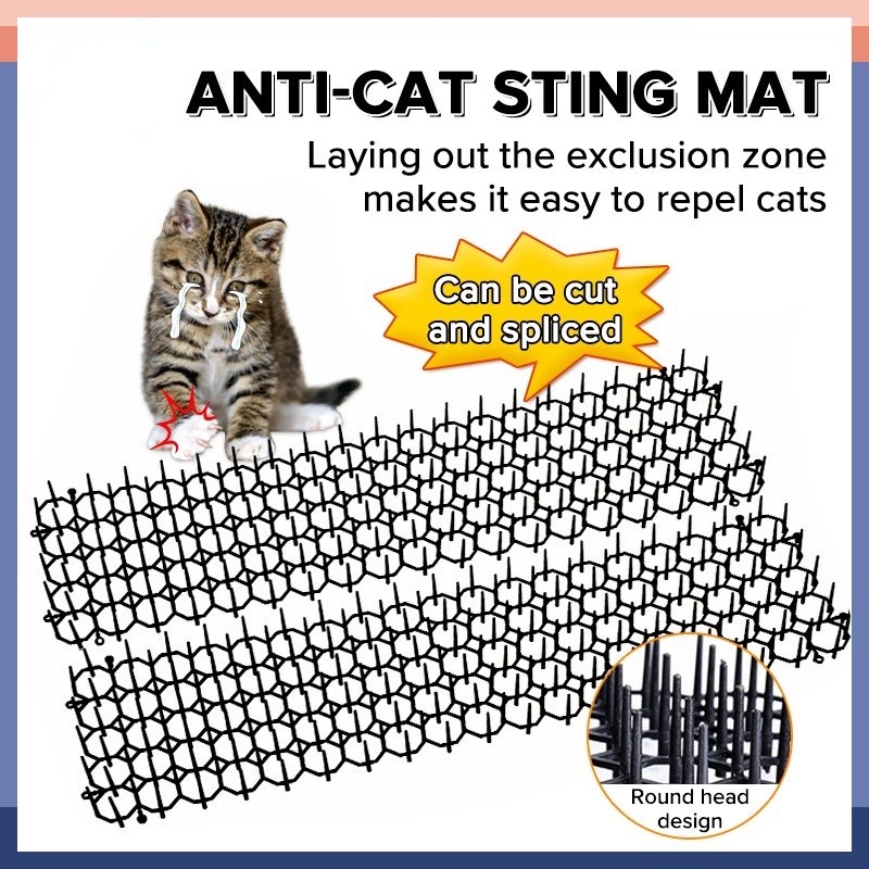 THE CAT FACE Animal Repel Mat Spike Scat Anti Climb Fence Wall Cat Dog ...