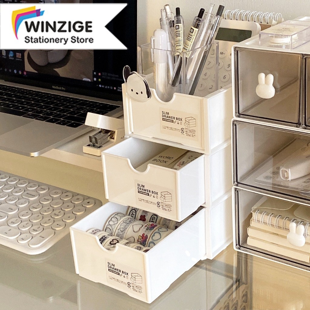 Winzige Multi-purpose storage box, Korean style drawer-type pen shelf ...