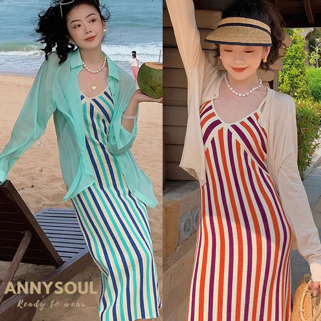 Spaghetti Strap Dress With Colorful Weaving Pattern Beautiful Shape ...