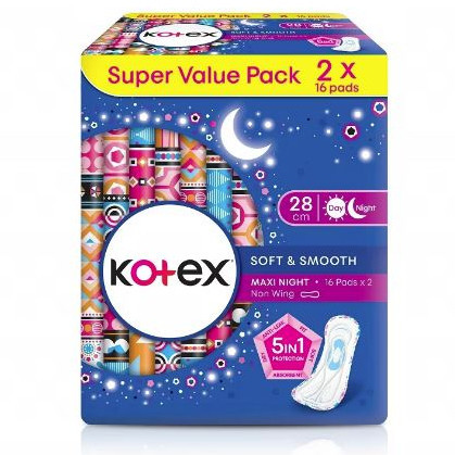 Kotex Soft & Smooth 28cm Day / Night Non wing ( 2 x 16 Pads ) | Shopee ...