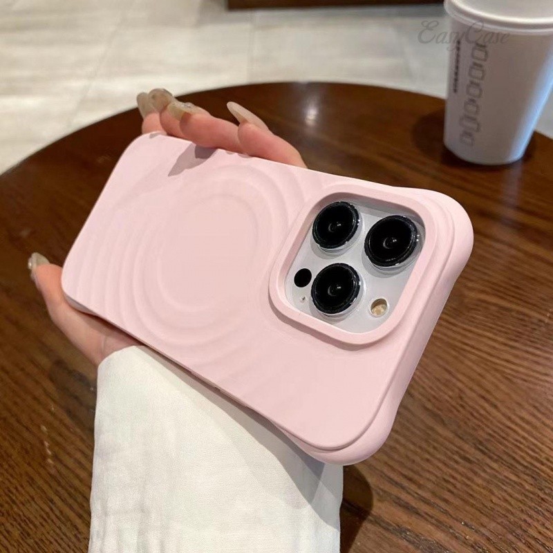 Simplified solid color ripple phone case for iPhone 15 14 13 12 11 ...