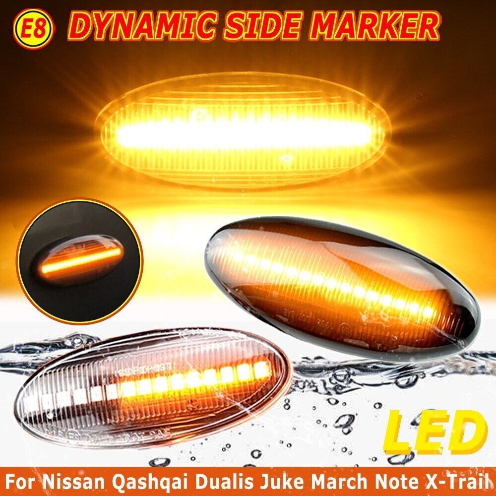 2PCS Dynamic LED Side Marker Turn Signal Light Repeater Blinker Lamp Indicator For Nissan Grand ...