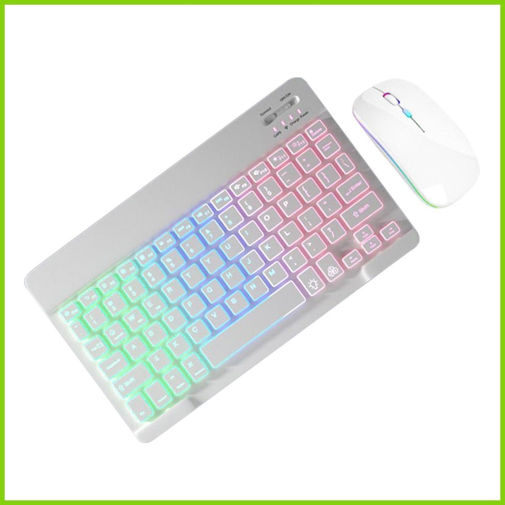 Wireless Keyboard Light Up Keys 7 Colors Backlit Key Board with Mouse ...