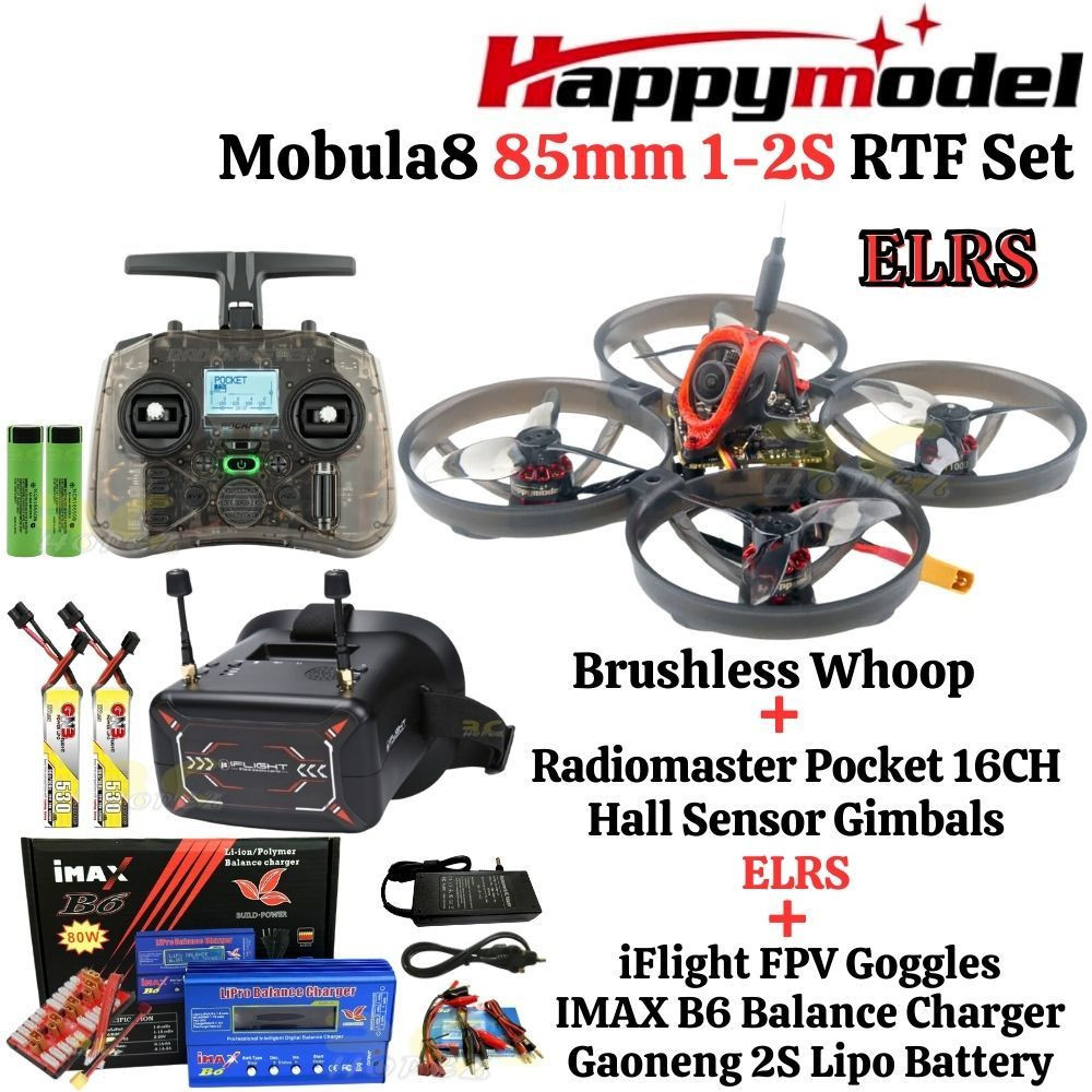 Happymodel Mobula8 85mm 1-2S X12 V3.0 5-IN-1 AIO Whoop +RadioMaster ...