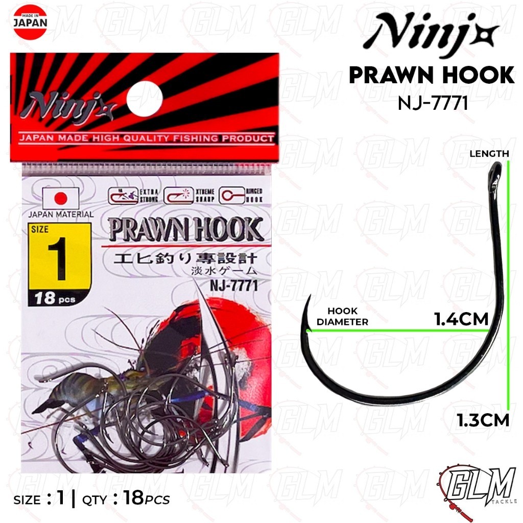 NINJA NJ7771 PRAWN HOOK High Quality Fishing Prawn Hook / Mata Kail ...