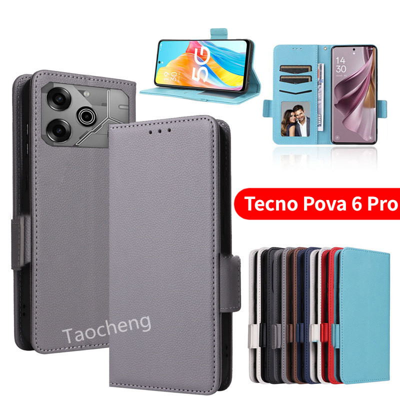 Luxury Leather Wallet Case For Tecno Pova 6 5 Pro Neo Tecno Pova6Pro 5G 2024 Casing Card Flip ...