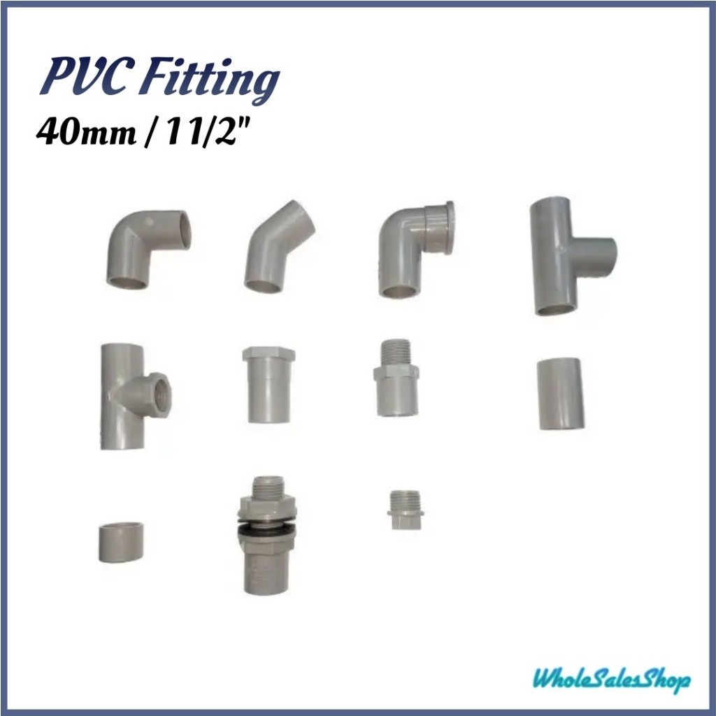 1 1/2" 40mm PVC Pipe Fitting Connector Sambungan Paip Air ELBOW 45 ...