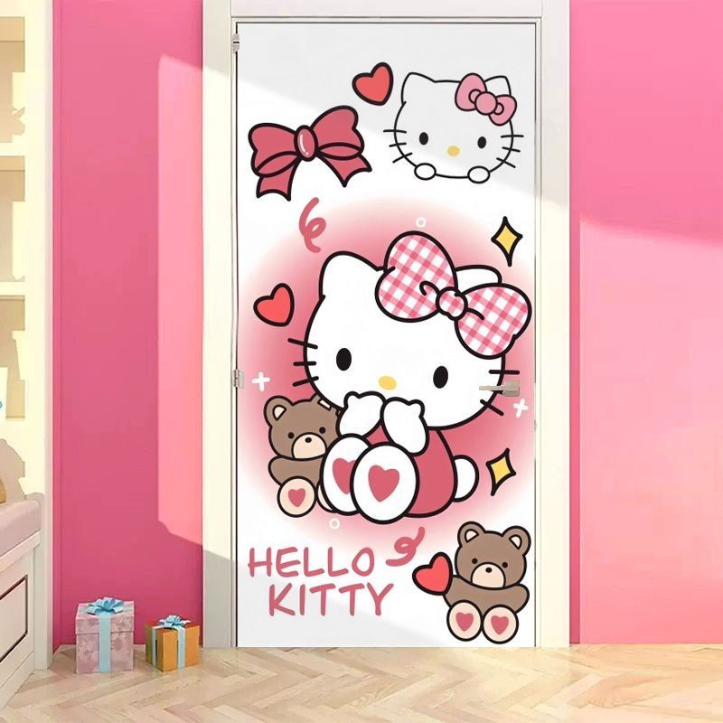 Self-adhesive Decorative Stickers Kitty Hello Kitty Door Stickers Room ...