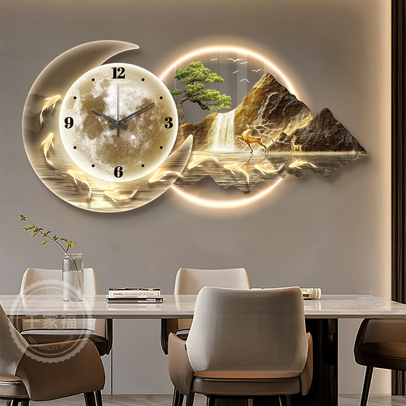 Sunshine Jinshan with Clock Wall Hanging Restaurant Decoration Painting ...
