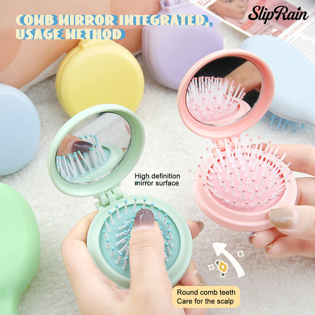 [SR]Air Cushion Comb Cute Candy Color Portable Folding Comb with Mirror ...