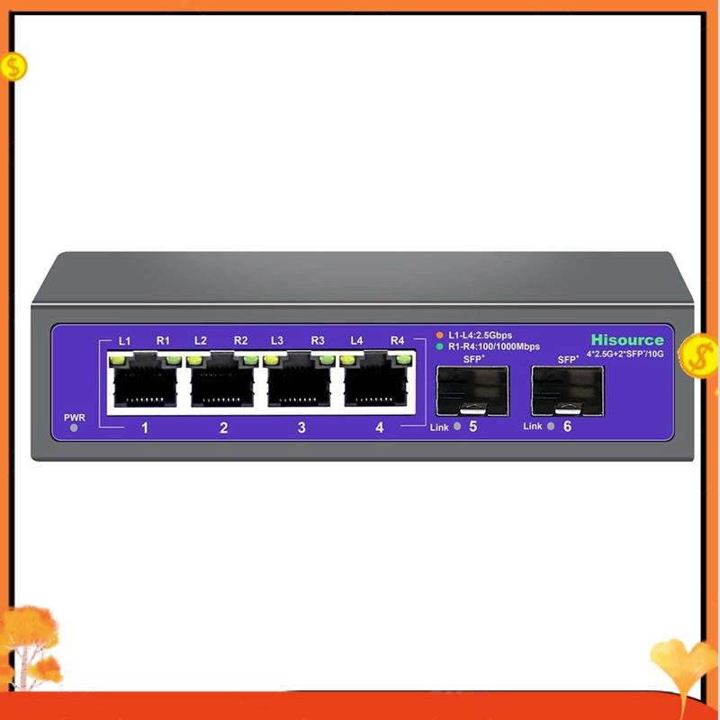 Hisource 2.5Gbps Ethernet Switch 4-Port 2500Mbps Network Switch As ...