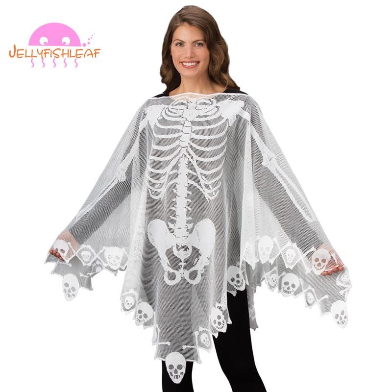 Halloween Shawl Skeleton Poncho Cosplay Horror Dress Up Halloween Decor ...