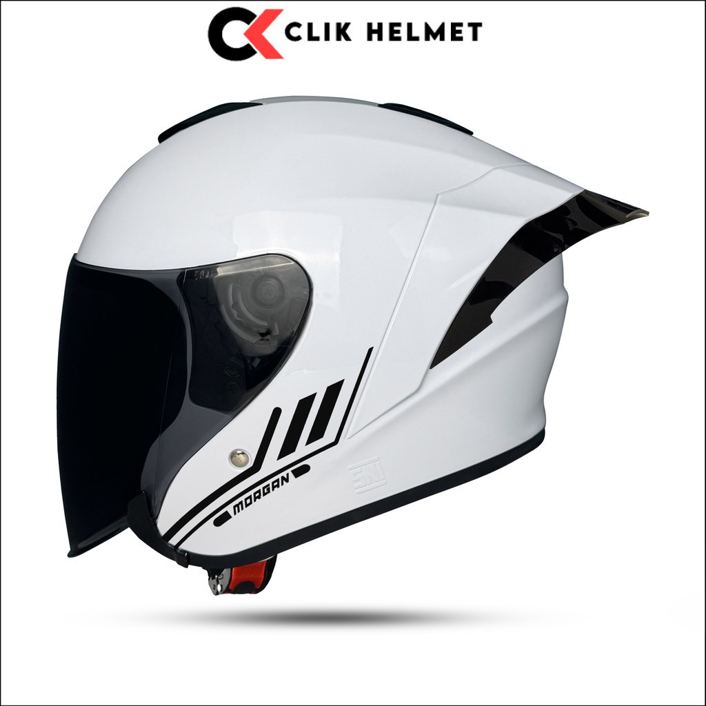 PUTIH HITAM Mjm Morgan Half Face Helmet Glossy White Black Glass ...