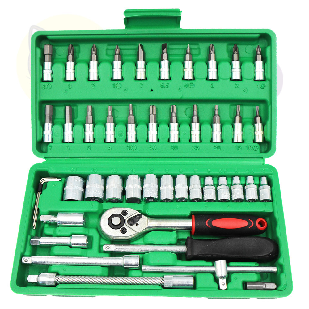 46 Pcs Ratchet Screwdriver T Handle Sockets Flexi Shaft Allen key Tool Box Set | Shopee Malaysia
