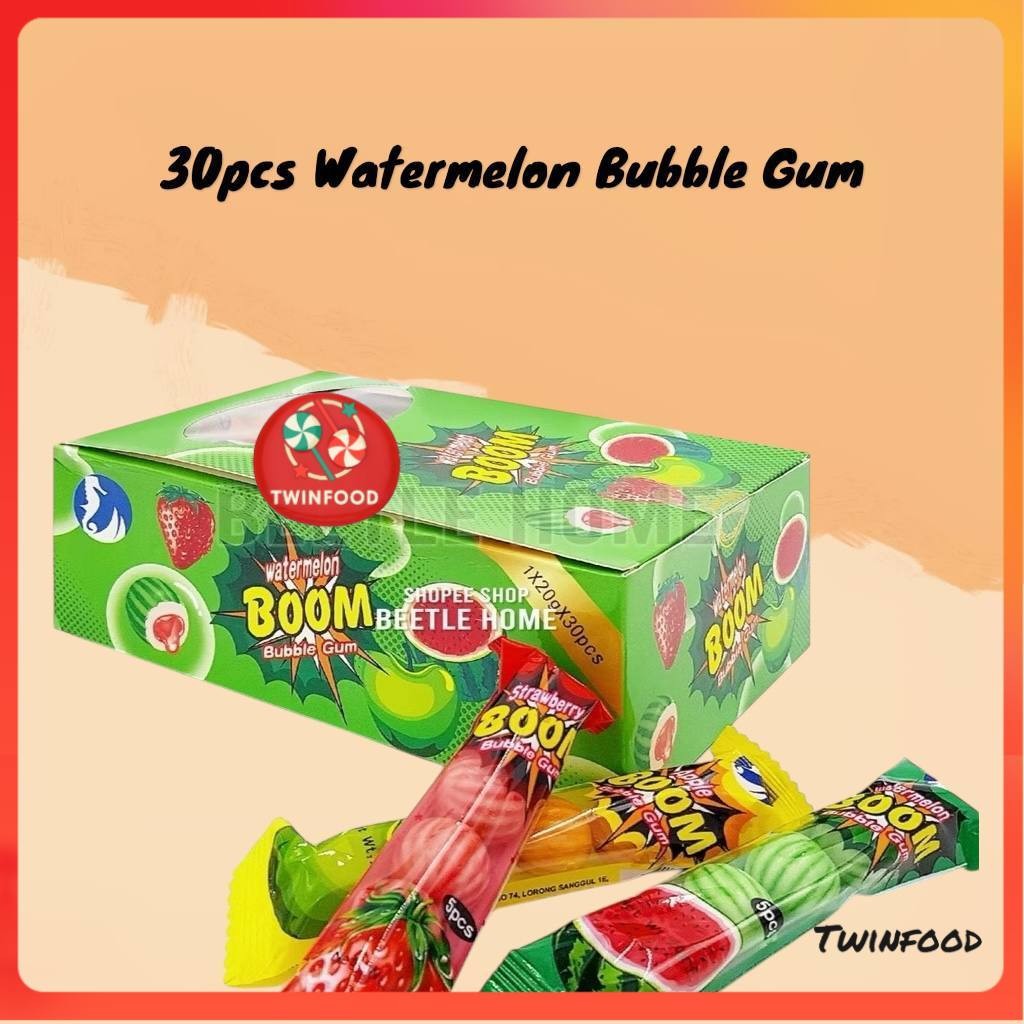 30pcs KHY Watermelon BOOM Bubble Gum – 30 Packs (5 BIJI per pack ...