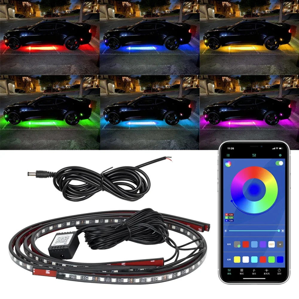 RGB Car Chassis Light Car Flexible Underglow Strip Light LED Underbody ...