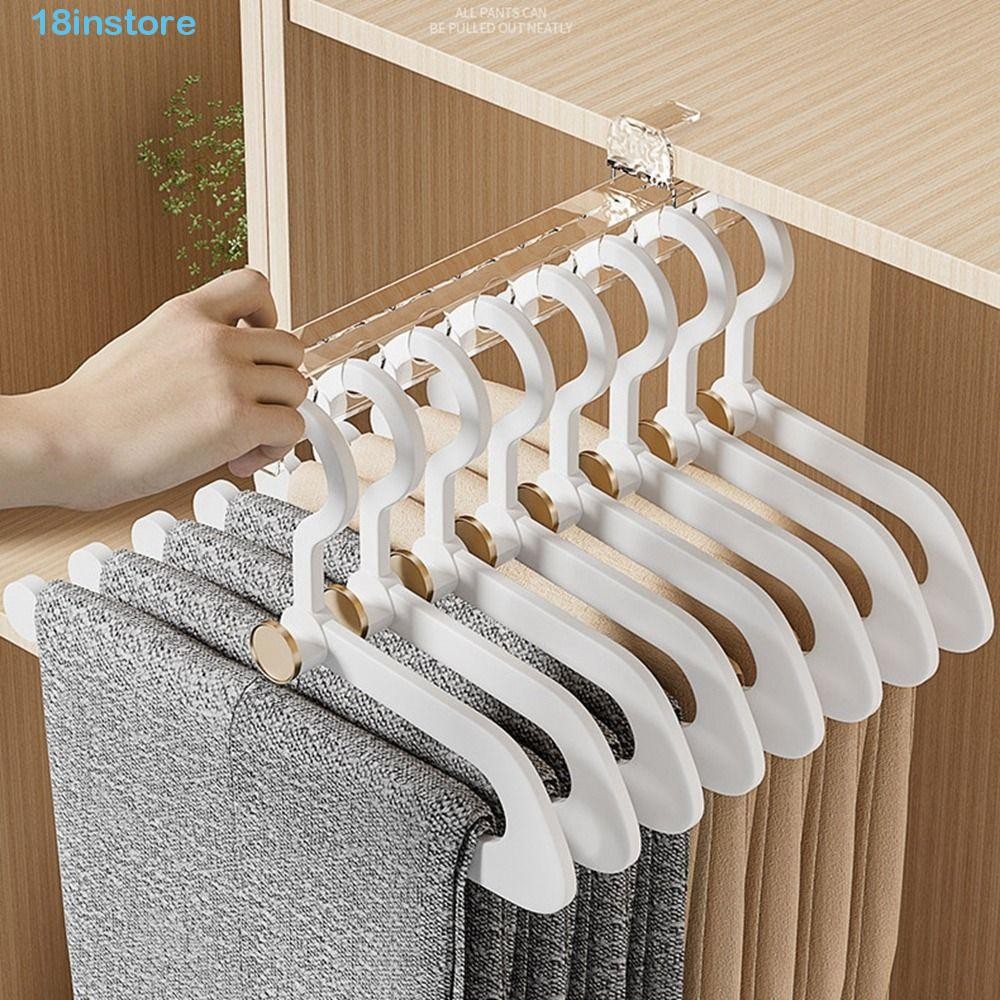 INSTORE Slide Rail Clothes Pants Hanger, Plastic Clear Retractable ...