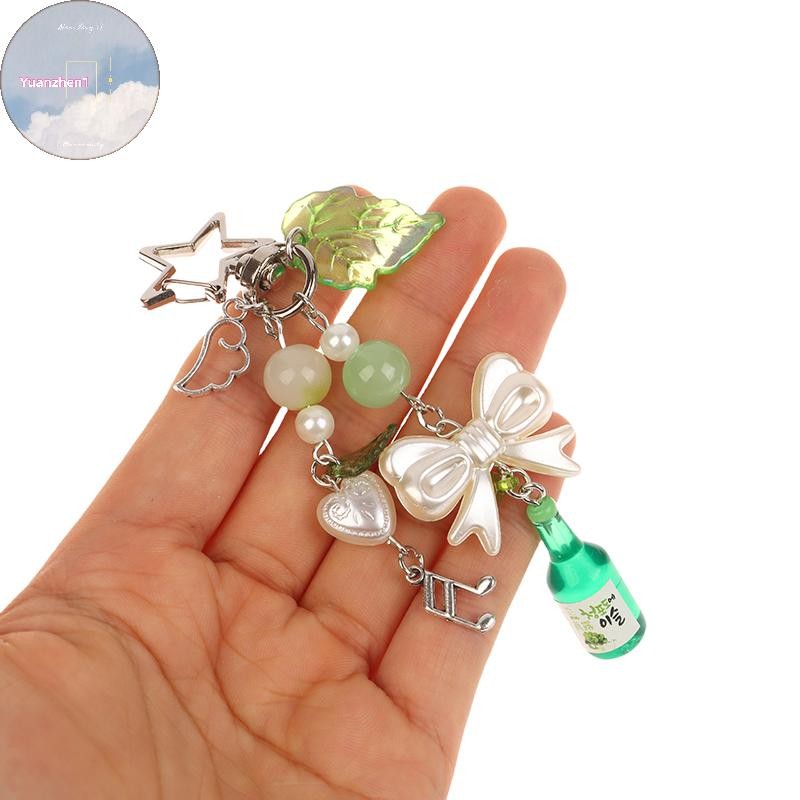 ZHEN Y2K Green Soju Beaded Keychain Trendy Aesthetic Bow Beaded Keyring ...