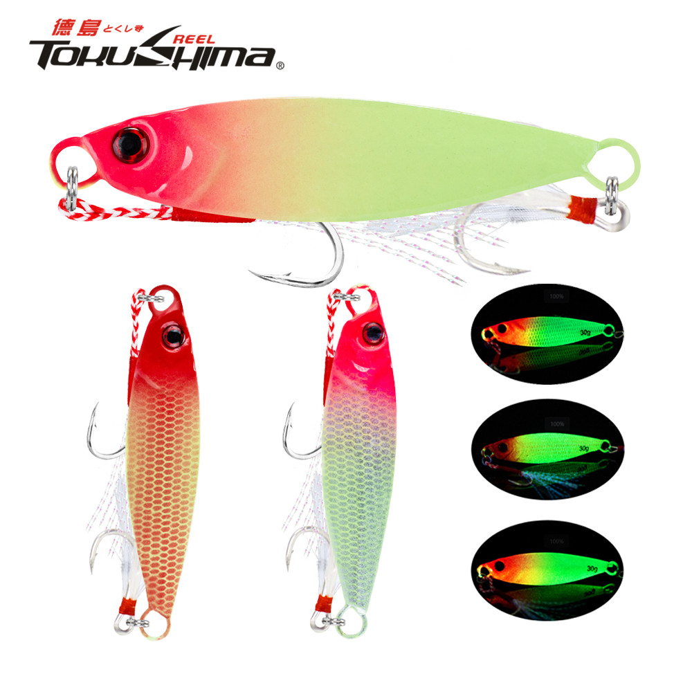 Metal Jig Fishing Lure 3 Colors Luminous Spoon 3D Eyes Jigging Casting Lure 7g/10g/15g/20g/30g ...